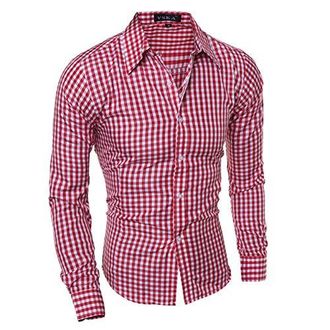 Generic Chemise Carreaux &agrave; Manches Longues pour Homme, Chemises Formelles d&eacute;contract&eacute;es, Chemises daffaires Tendance, sans Repassage, Haut &agrave; Manches Longues, 