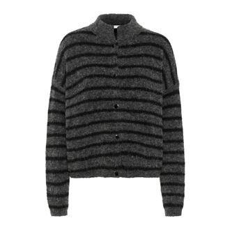 Gestuz Gestreifter Kurz-Cardigan Anthrazit Schwarz - - Knitwear - Damen - Grau - S