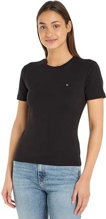 Tommy Hilfiger T-Shirt Manches Courtes Femme Slim Cody Col Ras-du-Cou, Noir (Black), XXL