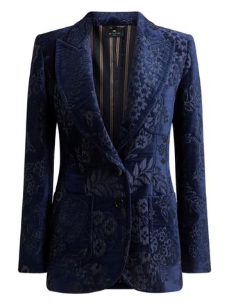 Etro blazer à fleurs en jacquard - Bleu