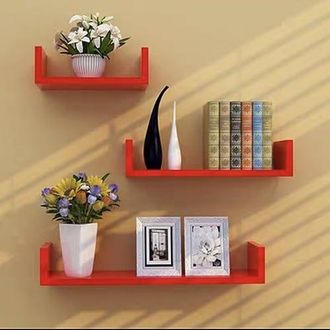 Generic YokiMa &Eacute;tag&egrave;res murales en Bois Rustique pour Mur, &eacute;tag&egrave;res flottantes en Forme de U, &eacute;tag&egrave;res flottantes pour Mur, Ensemble de 3 &eacute;tag&egrave;res de Rangemen