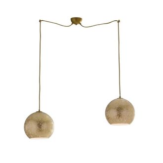 Luce-Ambiente-Design Vanity Gold Glass Pendant Chandelier with Adjustable Fabric Cables (2xe27)