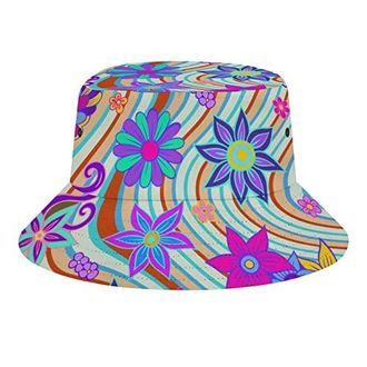 Generic Fleur Psychédélique Trippante (3) Chapeau De Pêcheur Léger Bob Chapeaux Pliable Casquettes Visières pour Plage Été Chasse