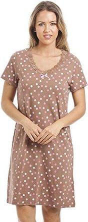 Camille and Print - Chemise de nuit en coton doux pour l&eacute;t&eacute; - Marron - 40