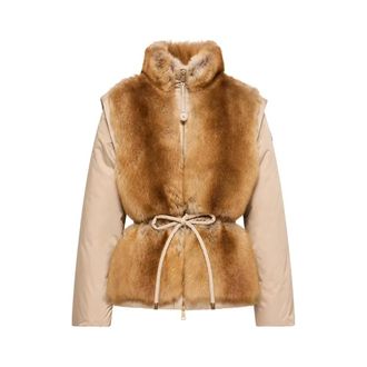 Moncler Blaireau 2-in-1 Shearling Daunenjacke - - Jackets - Damen - Braun - XS