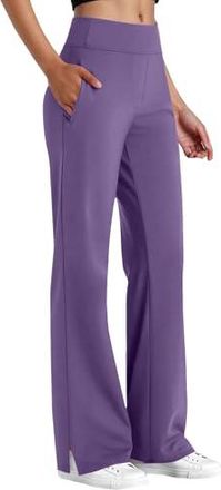 Generic Pantalon de yoga &agrave; jambes larges pour femme - D&eacute;contract&eacute; - Tendance - Taille haute - Confortable - D&eacute;contract&eacute; - Argent&eacute;, lilas, XXL