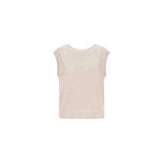 Herno Seiden- und Woll-Top mit V-Ausschnitt - - Tops - Damen - Beige - L