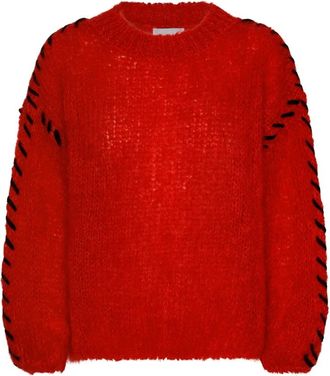 Americandreams Americandreams, Femme, Pulls, Rouge, Taille: 38/40 FR Pull Catia en maille mohair
