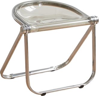 Generic Tragbarer Acryl Klappstuhl - stilvolles transparentes Design rutschfeste F&uuml;&szlig;e keine Montage erforderlich Ideal f&uuml;r Heimb&uuml;ro, K&uuml;che Hochzeiten (grau)