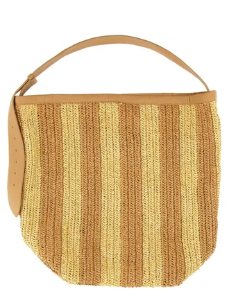 Alysi Womens Handbag Straw Beige Hay Leather Handbags Hand Bags