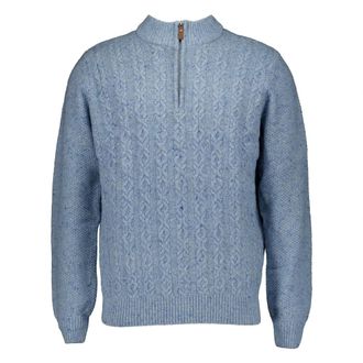 Fynch-Hatton Zip Troyer - - Knitwear - Herren - Blau - L