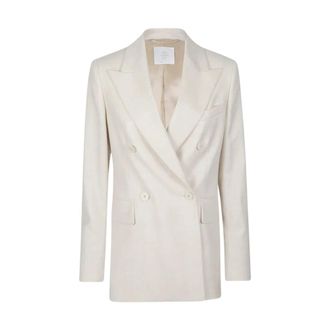 Eleventy Doppelreihiger Wollmantel aus Stretchflanell - - Jackets - Damen - Beige - M