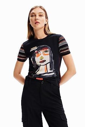 Desigual TS_maca1 T-Shirt, Noir, M Femme