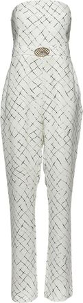 Elisabetta Franchi combinaison-bustier &agrave; motif g&eacute;om&eacute;trique - Blanc