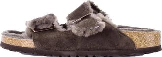 Birkenstock Sandalen - Arizona Shearling Lined Suede Two-Strap Sandals - Gr. 39 (EU) - in Braun - für Damen