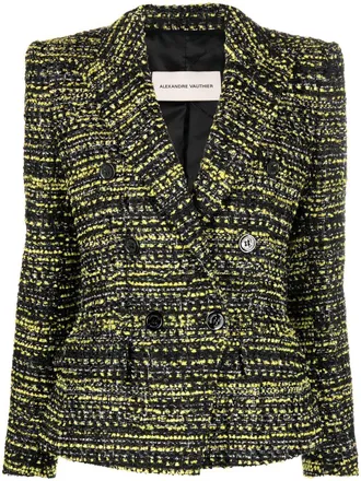 Alexandre Vauthier blazer en tweed à boutonnière croisée - Noir