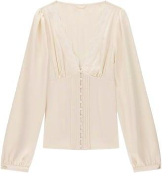 Guess Blouse encolure V en coton m&eacute;lang&eacute;