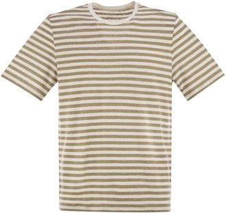 Majestic Filatures Homme, Tops, Beige, Taille: M T-Shirt Ray&eacute; &agrave; Manches Courtes