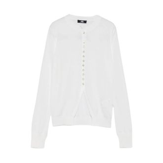 Alpha Studio Woll-Cardigan mit Rundhalsausschnitt - - Knitwear - Damen - Wei&szlig; - S