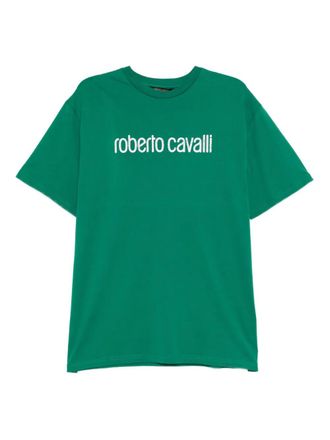 Roberto Cavalli t-shirt en coton &agrave; logo imprim&eacute; - Vert