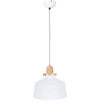 Globo Lighting H&auml;ngelampe Pendelleuchte Deckenlampe Wohnzimmer wei&szlig; matt Holzoptik D 28 cm