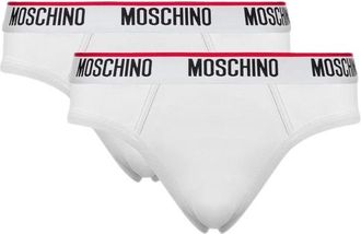 Moschino Homme, Sous-v&ecirc;tements, Blanc, Taille: 2XL Ensemble de 2 slips stretch &agrave; bande logo