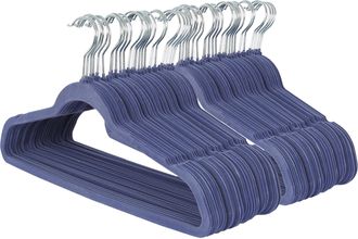 Harbour Housewares rutschfeste Kleiderb&uuml;gel aus Samt - 45cm - Blau - 50x Platzsparend D&uuml;nn Erwachsene Kleidung Hose Anzug Hemd Lagerung Aufh&auml;nger Haken