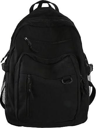 Generic Sac &agrave; dos cargo de grande capacit&eacute; pour &eacute;tudiants, couleur unie, multi-couches, sac d&eacute;cole, sac &agrave; dos de course pour homme, Noir, taille unique