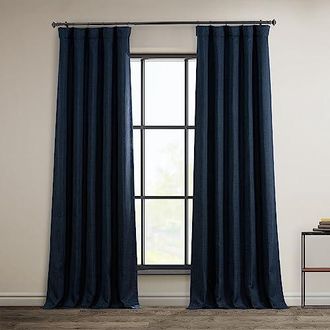 Half Price Drapes Verdunkelungsvorhänge aus Leinenimitat, 213 cm lang, luxuriöse Leinenvorhänge für Schlafzimmer und Wohnzimmer (1 Paneel), 127 x 213 cm, Dunkelblau