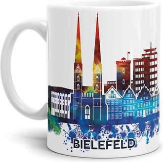 Tassendruck Bielefeld-Tasse Skyline - Kaffeetasse/Souvenir/Silhouette/Städte-Tasse/Cup/Mug/Becher/Beste Qualität - 25 Jahre Erfahrung - Weiss