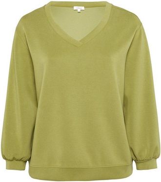 s.Oliver Sweatshirt Sweatshirt Scuba-Sweatshirt mit V-Ausschnitt