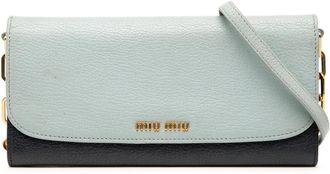 Miu Miu Hobo Bags - Bicolor Goatskin Madras Wallet on Chain - Gr. unisize - in Blau - f&uuml;r Damen