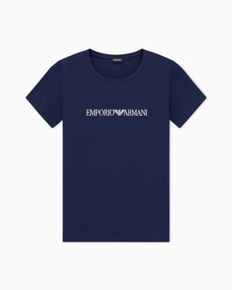 Emporio Armani Damen Everyday Cotton T-Shirt, blau, S