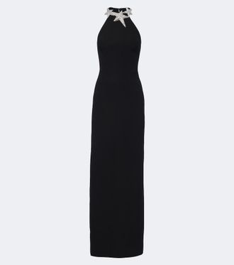 DAVID KOMA Robe longue en cady &agrave; ornements