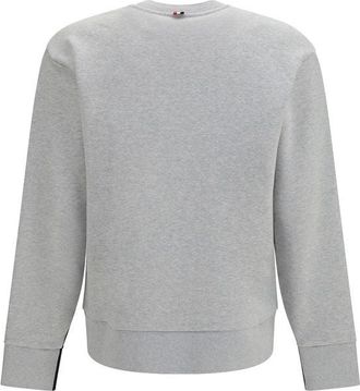 Thom Browne Colorblock Crewneck with 4-Bar Detail Sweatshirt - Gray