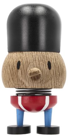 Hoptimist Dänischer Gardeoffizier, Dänemark Deko, Kleine Holzfigur und Wackelfigur für Dänemark Fans, Dänische Deko aus Eichenholz, Höhe 9,6 cm, Durchm. 4,8 cm