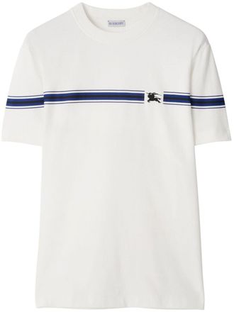 Burberry t-shirt en coton biologique à détails rayés - Blanc