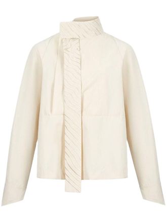 Shanghai Tang blouse en coton &agrave; design cache-coeur - Tons neutres