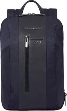Piquadro Sac à dos mince pour ordinateur 15,6 Homme cuir et tissu bleu