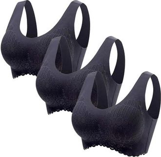 Generic Uwdiohq Lot 3 Soutiens-Gorge Femme sans Armatures Up Soutien-Gorge Sport Confort Couture Rembourr&eacute; en Dentelle Bustier Extensible Doux Sommeil (R, XXX