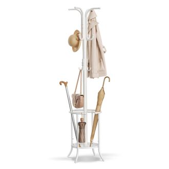 Songmics Garderobenst&auml;nder mit Regenschirmst&auml;nder, Kleiderst&auml;nder freistehend, 12 Haken, Metall, 175 cm hoch, f&uuml;r Eingangsbereich, Flur, Wohnzimmer, Schlafzimm