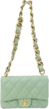 Chanel Sac port&eacute; &eacute;paule en cuir dagneau Pre-owned - Femme - Pre-owned - Vert - Taille: ONE Size