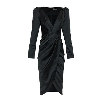 Balmain Langes Kleid mit Schulterpolstern - - Dresses - Damen - Schwarzk - M