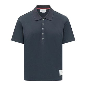 Thom Browne Homme, Tops, Bleu, Taille: 2XL Polo Coupe D&eacute;contract&eacute;e