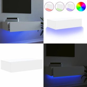vidaXL Vidaxl - Meuble tv avec éclairage led blanc 60x35x15,5 cm - Meuble Tv - Meuble Téléviseur - Télévision - Éclairage Led - Rgb - Home & Living