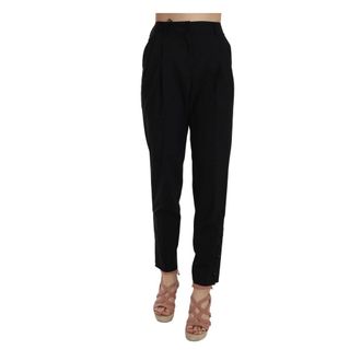 Dolce & Gabbana Femme, Pantalons, Noir, Taille: 32 FR Button Pleated Tapered Trouser