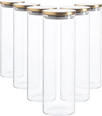 Argon Tableware Glaspeichergläser Mit Metalldeckel - 2L - Gold - Pack Von 6