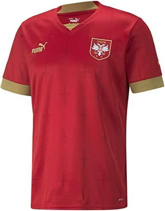 Puma Homme Regular Tops Maillot Serbia Home 22/23 Replica Homme M Chili Pepper Victory Gold Red Beige