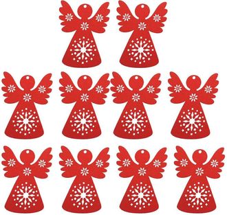 Amosfun 10 stücke Entzückende Engel Anhänger Weihnachtsbaum Holz Handwerk Partei Liefert (Rot)