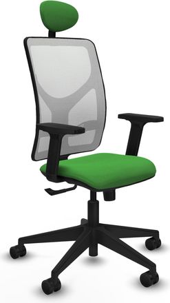 Piqueras y Crespo B&uuml;rostuhl mit 2D-Armlehnen und festem Kopfteil, ausgestattet mit 3 Positionen und Schneideschaum, mit Rollen von 65 mm, Nylon, Wei&szlig;/Gr&uuml;n